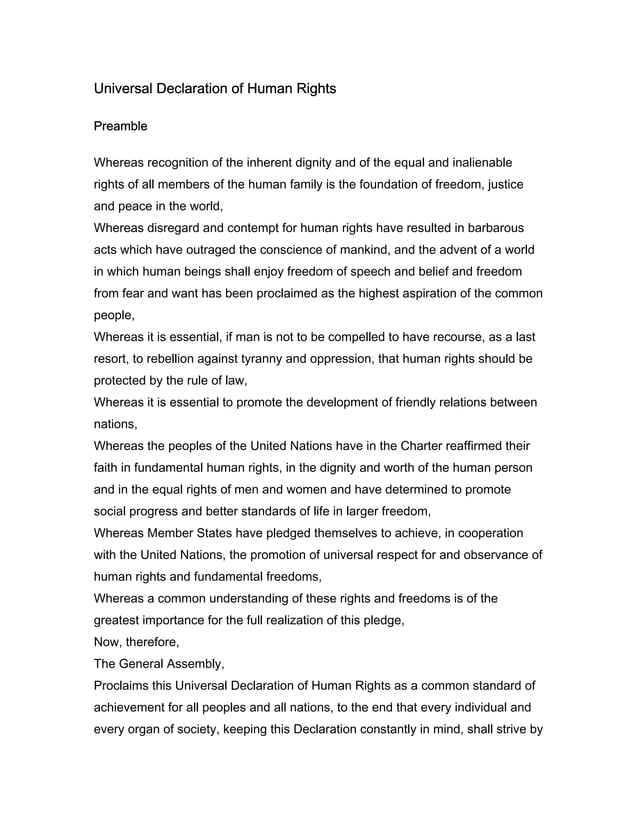 The Universal Declaration of Human Rights, 1948 | PDF