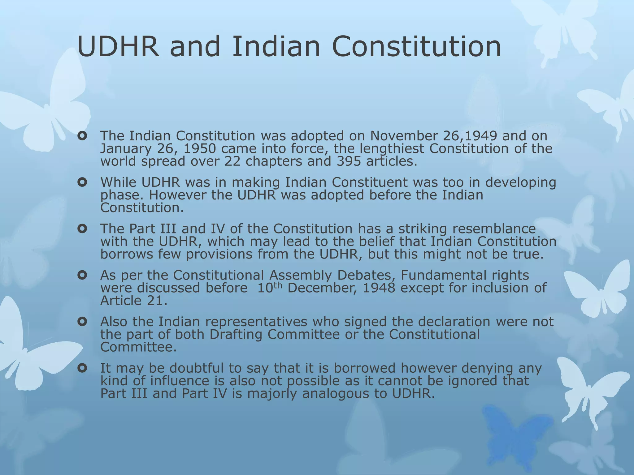 Udhr and indian constitution | PPTX