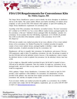FDA UDI Requirements for Convenience Kits | PDF