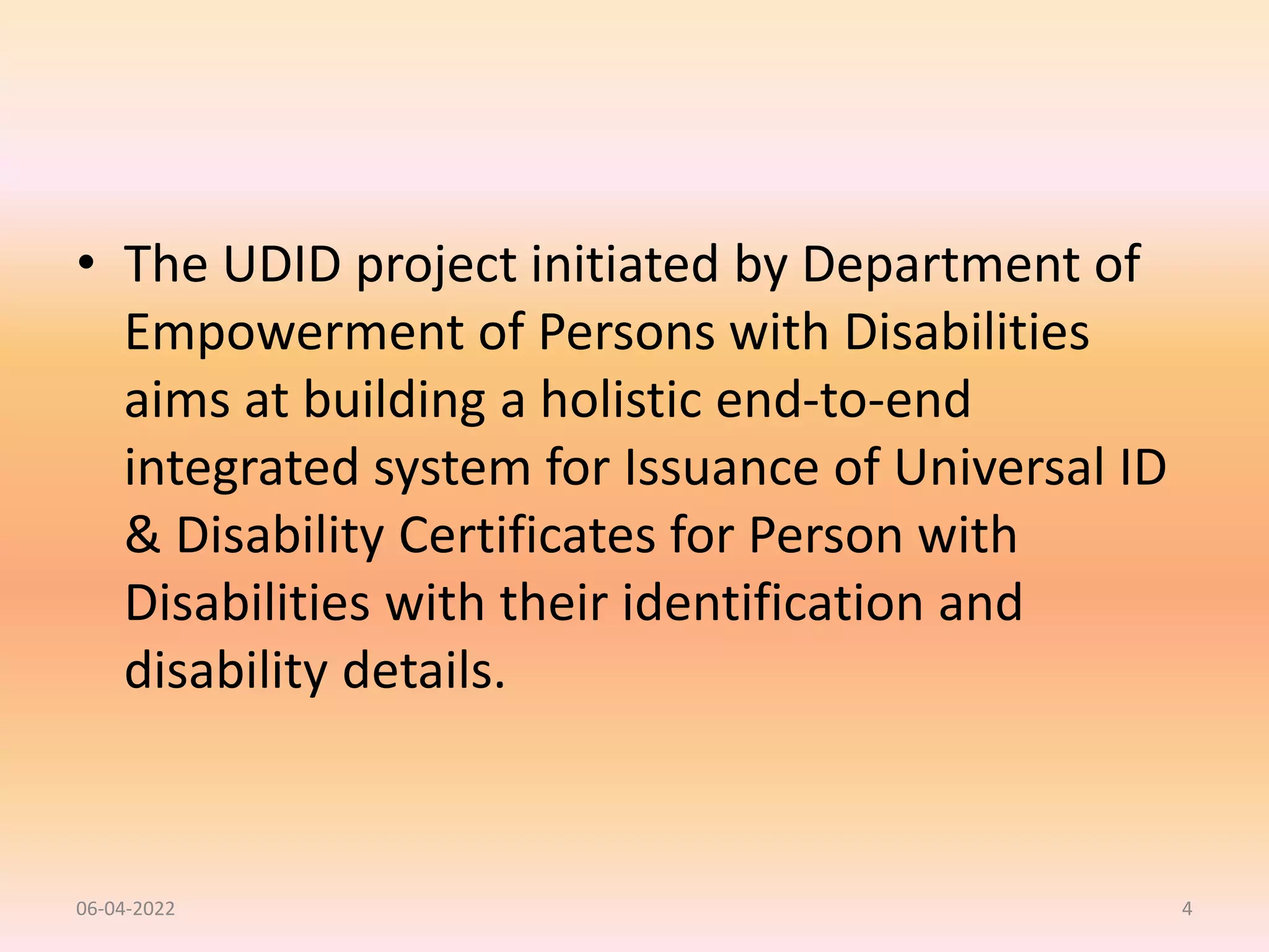Unique ID for Persons with Disabilities | PPTX