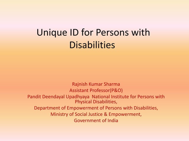 Unique ID for Persons with Disabilities | PPT