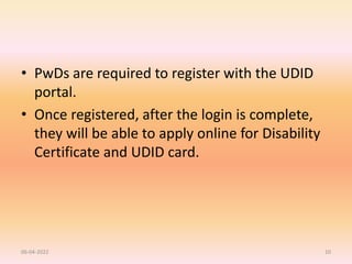 Unique ID for Persons with Disabilities | PPTX