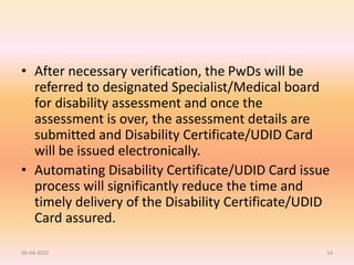 Unique ID for Persons with Disabilities | PPTX