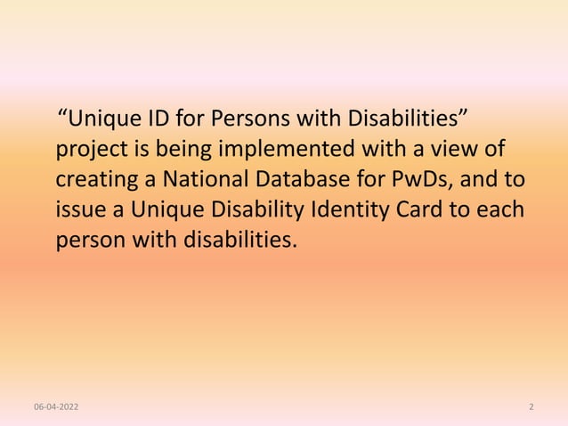Unique ID for Persons with Disabilities | PPT