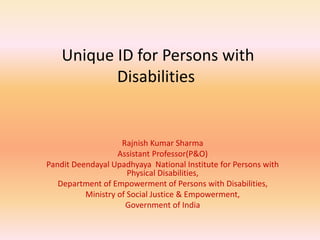 Unique ID for Persons with Disabilities | PPT