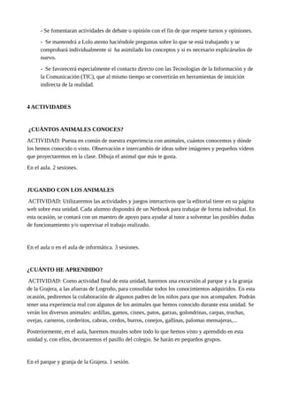 Udi integrada.conociendo a los animales | PDF