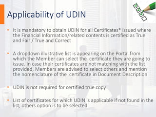 Udin ICAI for certification | PDF