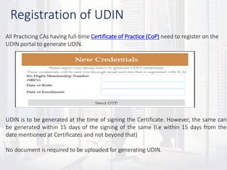 Udin ICAI for certification | PDF