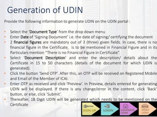 Udin ICAI for certification | PDF