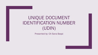 Unique Document Identification Number - Objectives and Benefits | Sana ...
