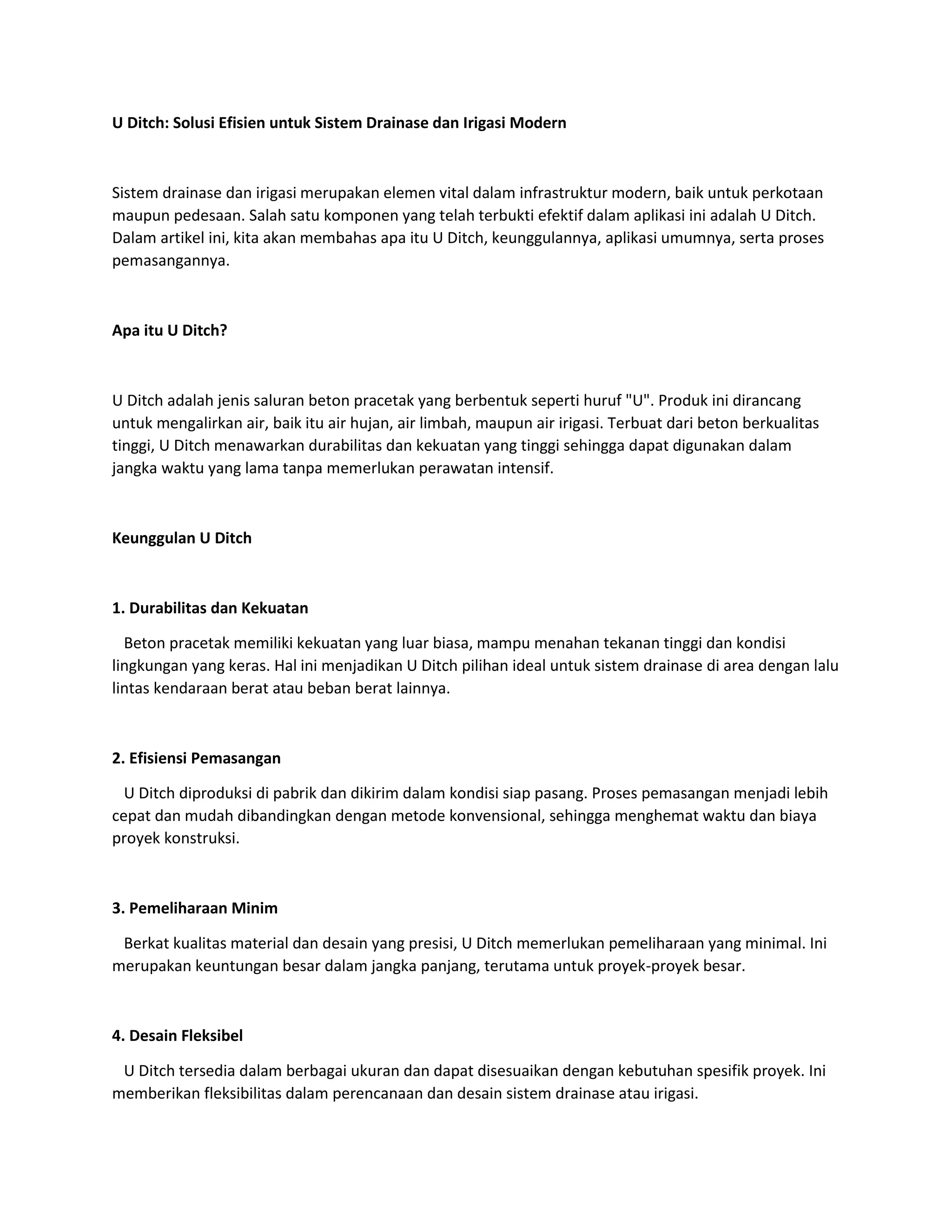 Pengertian dan Kegunaan U Ditch Sebagai Sistem Drainase dan Irigasi ...