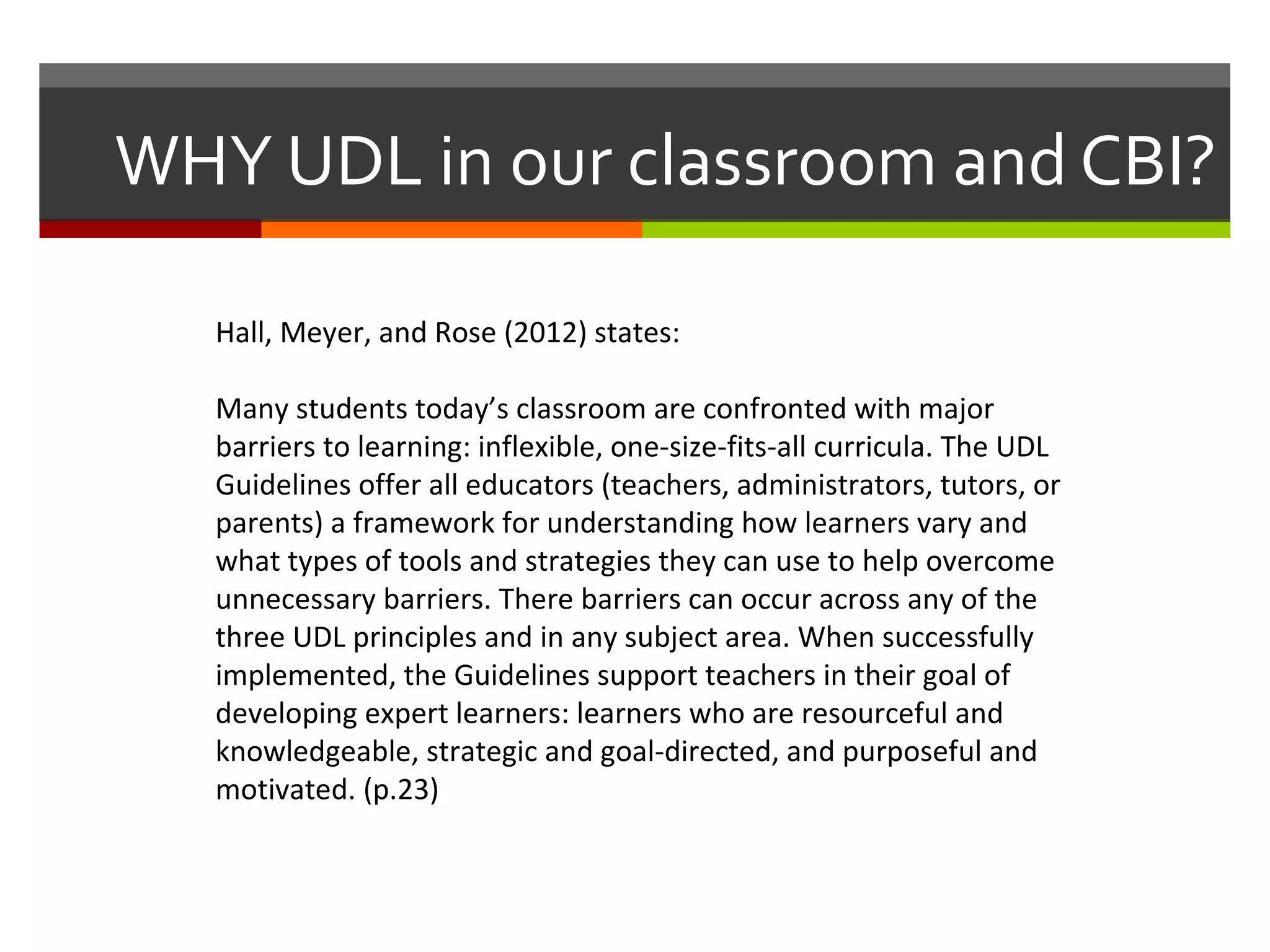 UDL in Transition Programs and CBI | PPT