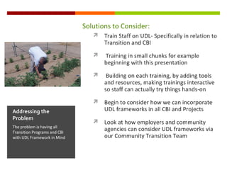 UDL in Transition Programs and CBI | PPT
