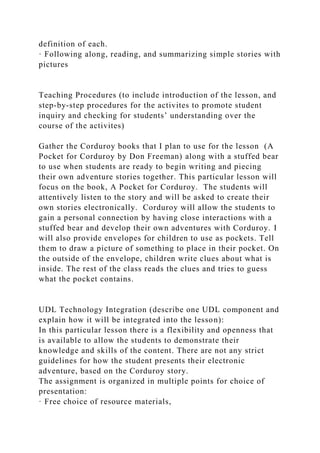 UDL Lesson Plan Subject EnglishGrade First Grade.docx