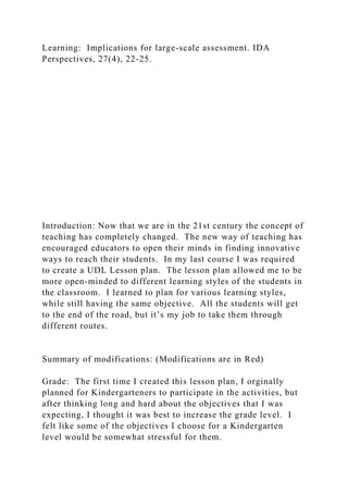 UDL Lesson Plan Subject EnglishGrade First Grade.docx