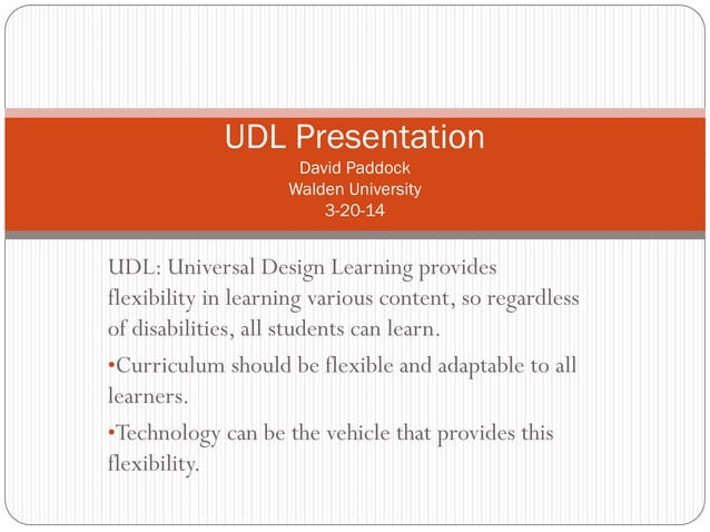 David Paddock UDL Presentation | PPT