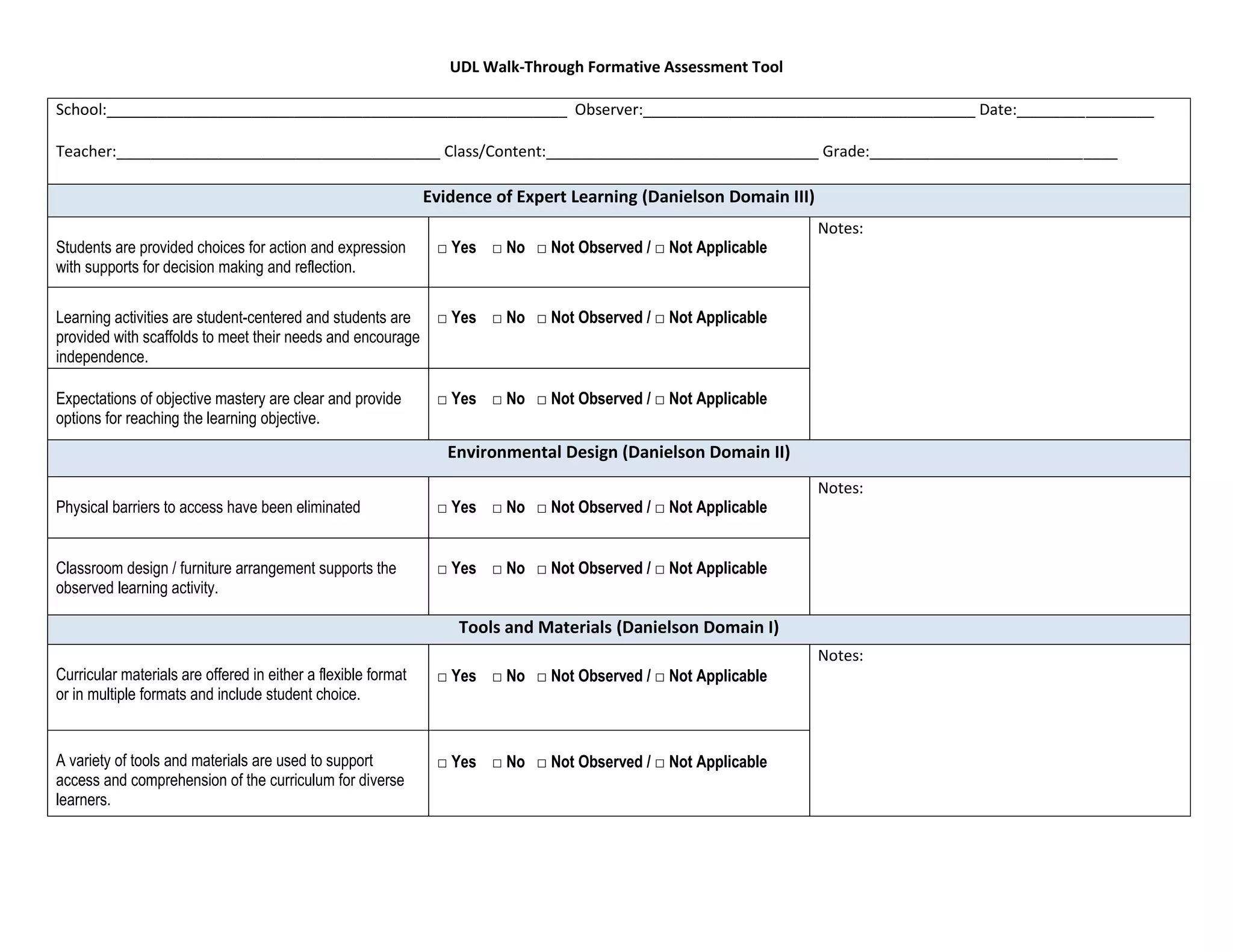 Nicole Norris - UDL walk through formative assessment tool 1 | PPT