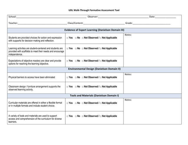 Nicole Norris - UDL walk through formative assessment tool 1 | PPT