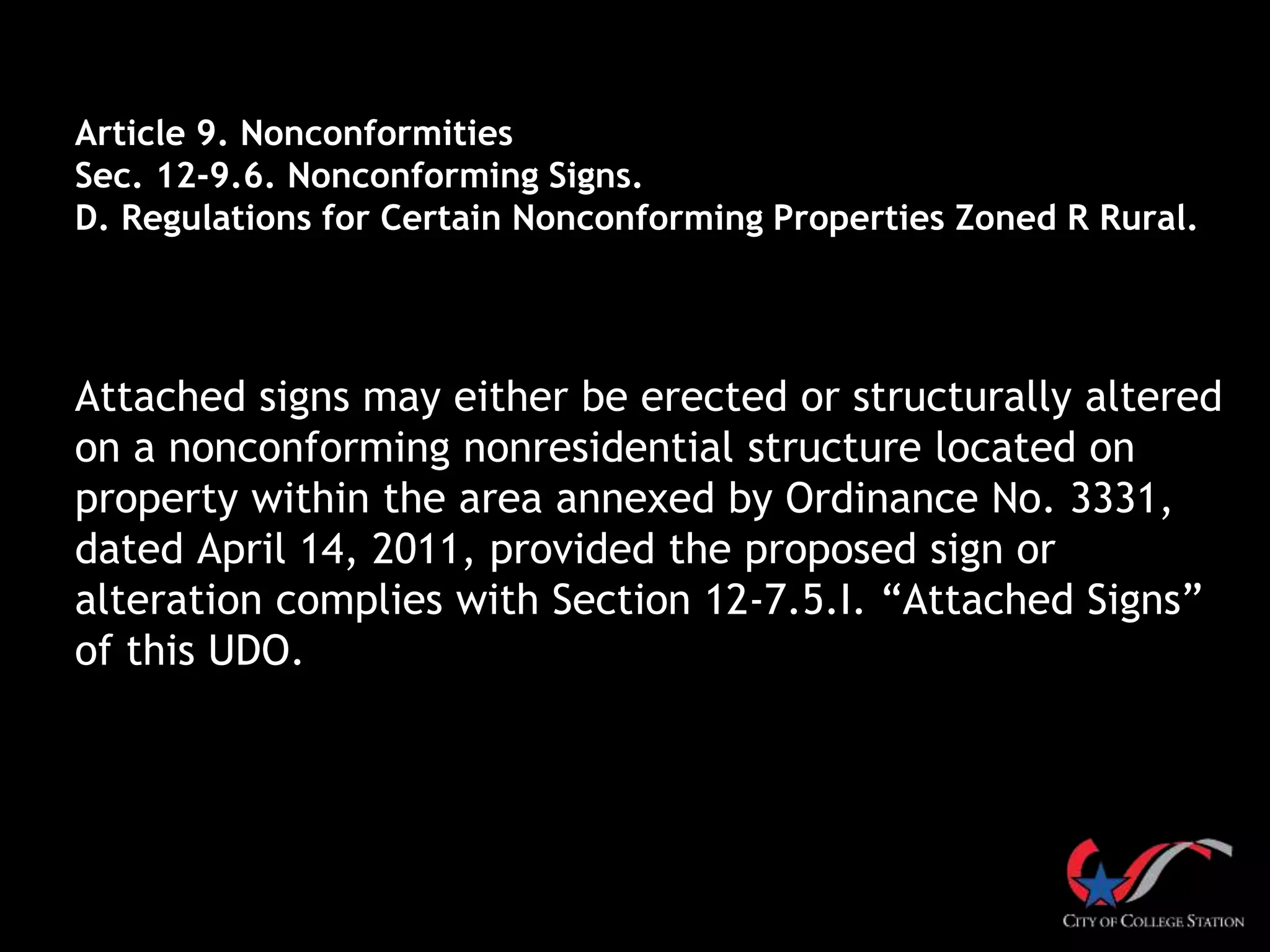 UDO Amendment -- Nonconforming Signs | PPTX