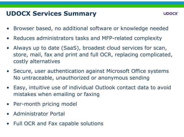 Udocx unified document exchange - features | PPT
