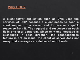 User Datagram protocol For Msc CS | PPT