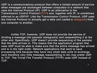 User Datagram protocol For Msc CS | PPT
