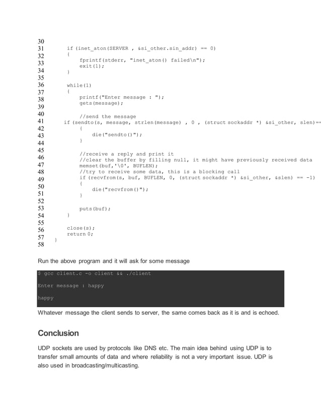 Udp socket programming(Florian) | DOCX | Computer Networking | Computing