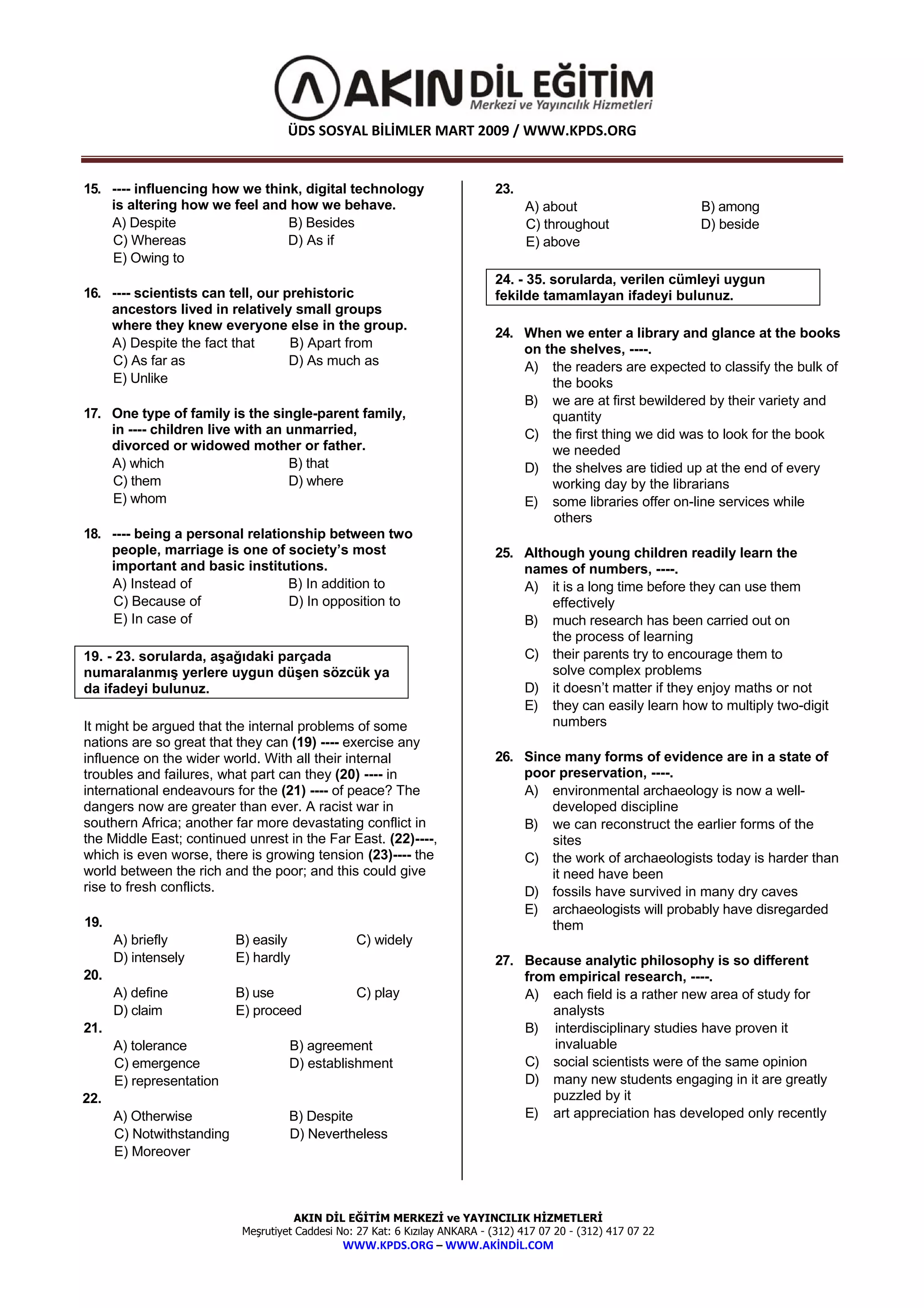 Uds sosyal bilimleri_2009_mart | PDF
