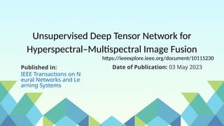 Unsupervised deep tensor network classification | PPTX | Physics | Science