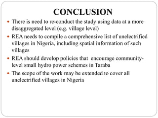 Technology Option and Cost of Increasing Electricity Access in Taraba ...