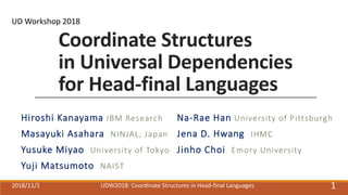 Coordinate Structures in Universal Dependencies for Head-final ...