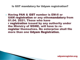 UDYAM REGISTRATION PPT | PDF