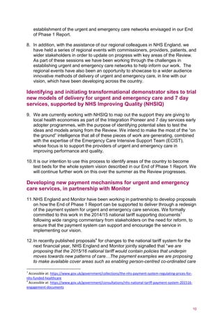 NHS review: transforming urgent and emergency care services in England ...