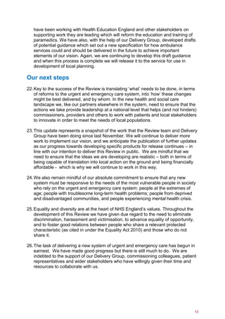 NHS review: transforming urgent and emergency care services in England ...