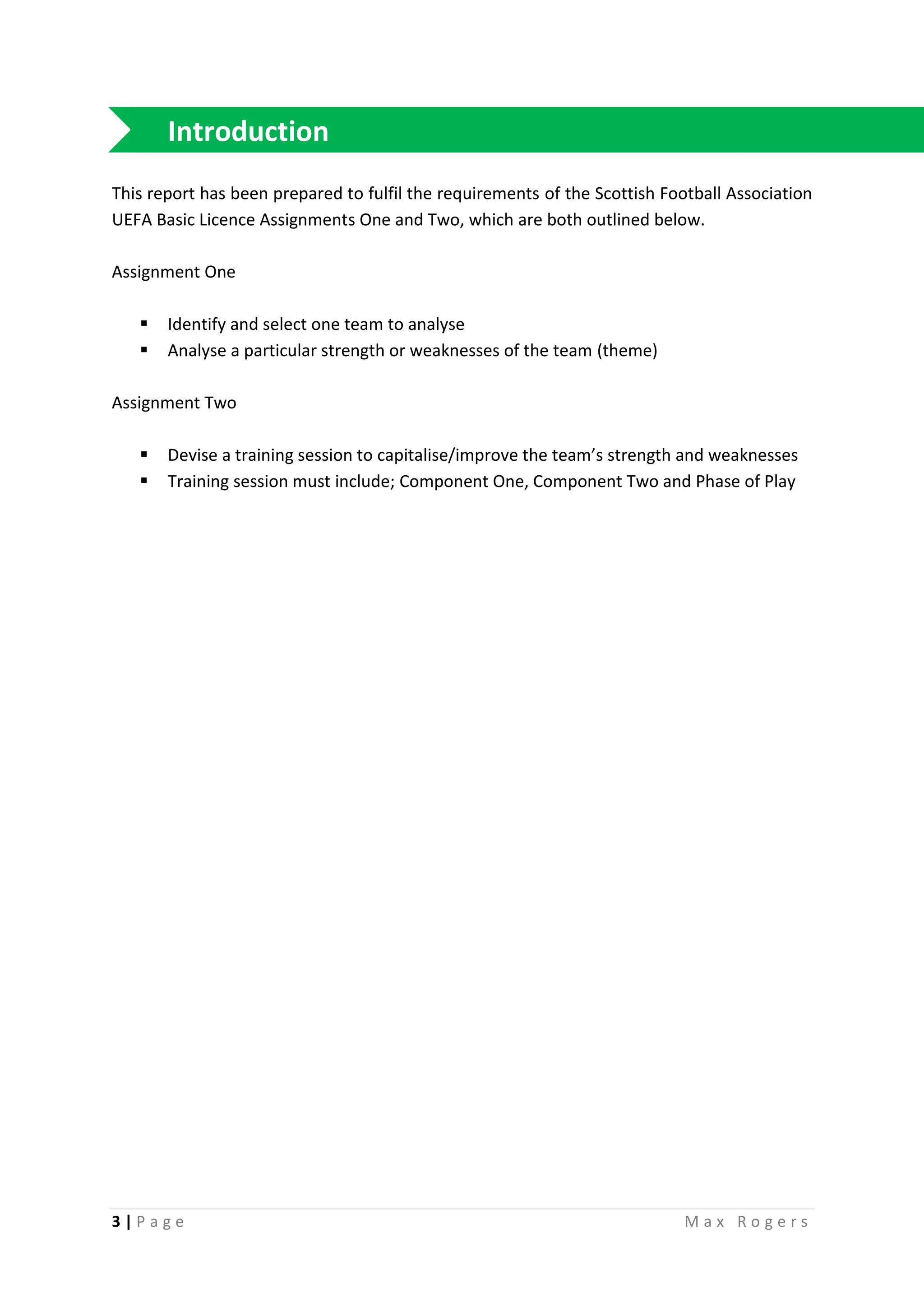 UEFA B Licence Assignment One & Two - Max Rogers | PDF