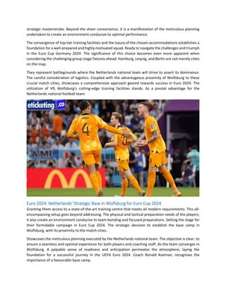 UEFA Euro 2024 Wolfsburg Unveiled as Netherlands' Euro Cup Base ...