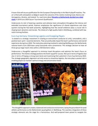 UEFA Euro 2024 Wolfsburg Unveiled as Netherlands' Euro Cup Base ...