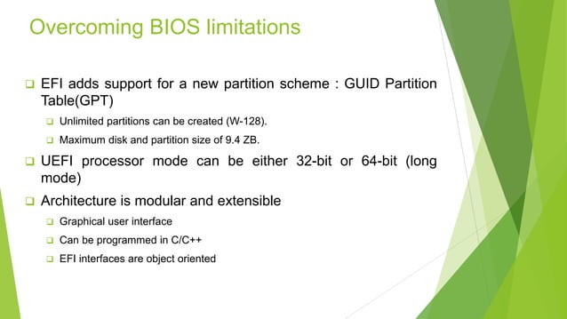 Uefi and bios | PPTX | Operating Systems | Computer Software and Applications