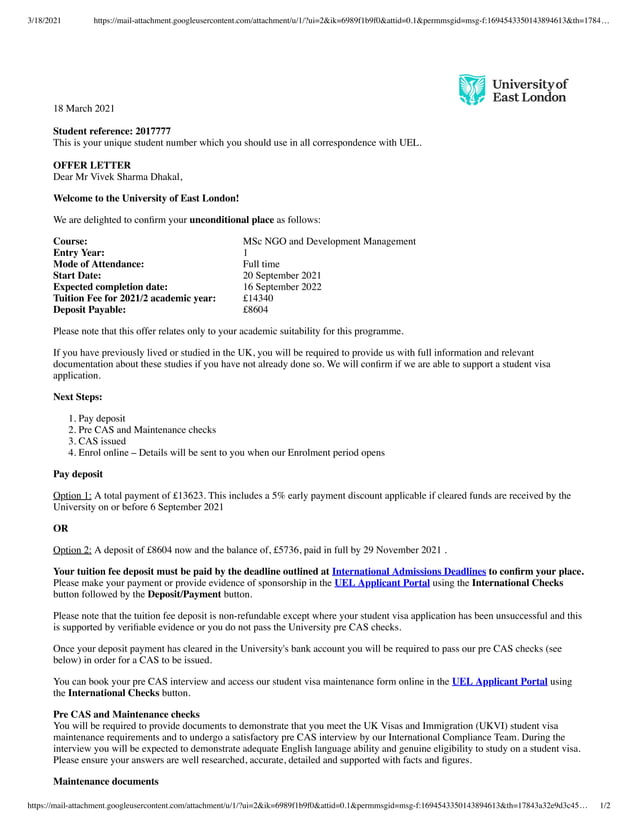 What Is The Meaning Of Unconditional Offer Letter From University ...