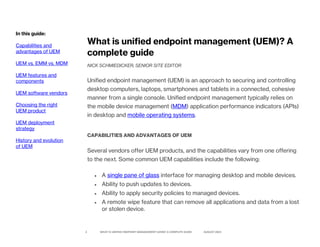 UNIFIED ENDPOINT MANAGEMENT,MOBILE DEVICE MANAGEMENT,ENTERPRISE ...