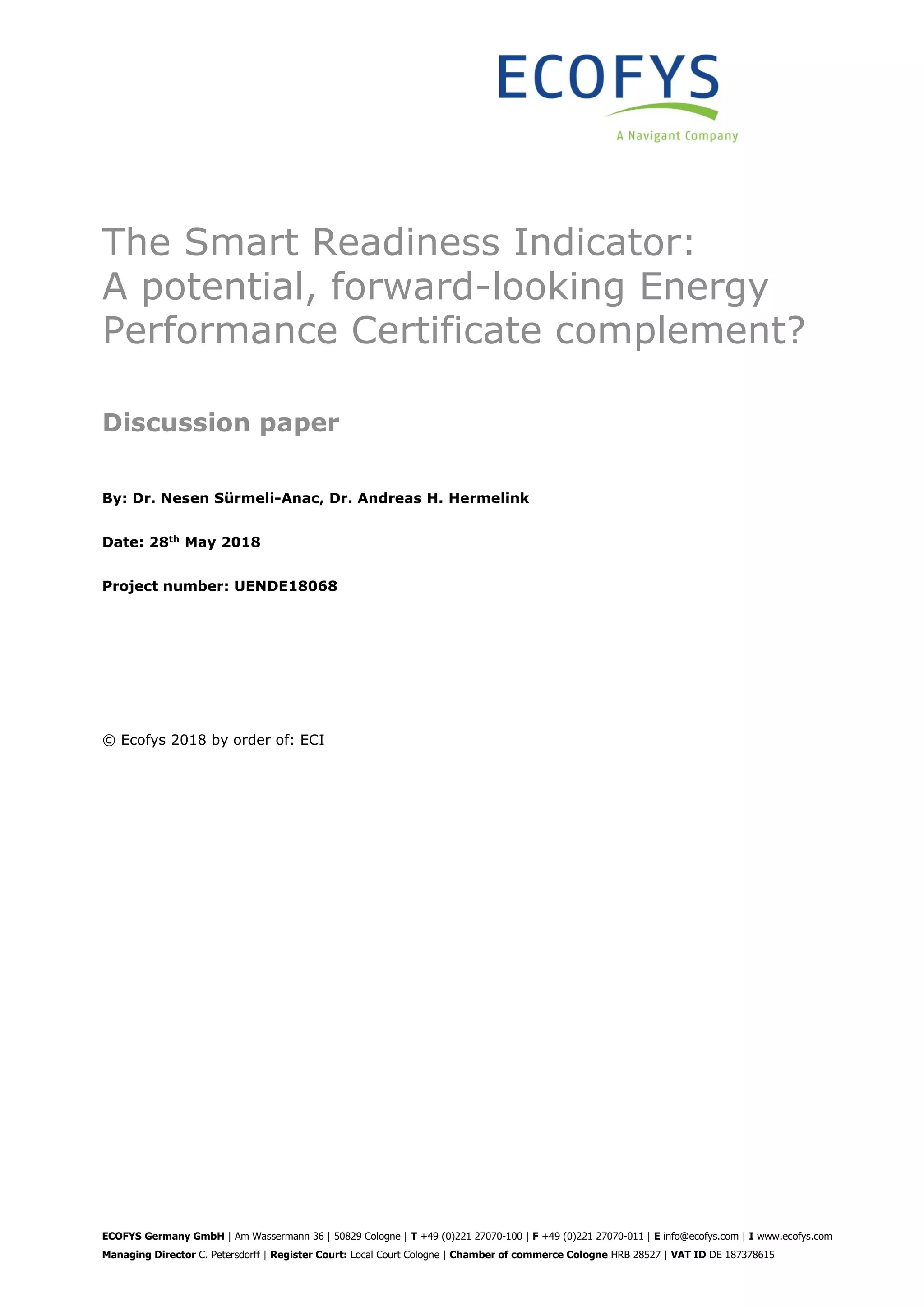 The Smart Readiness Indicator: A potential, forward-looking EPC ...