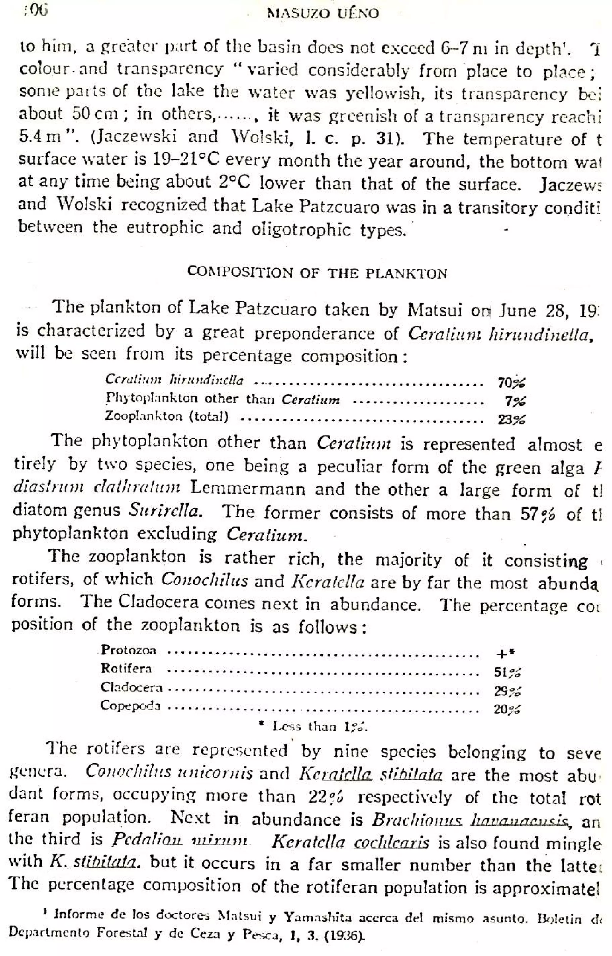 Ueno zooplankton of lago de patzcuaro mexico | PDF