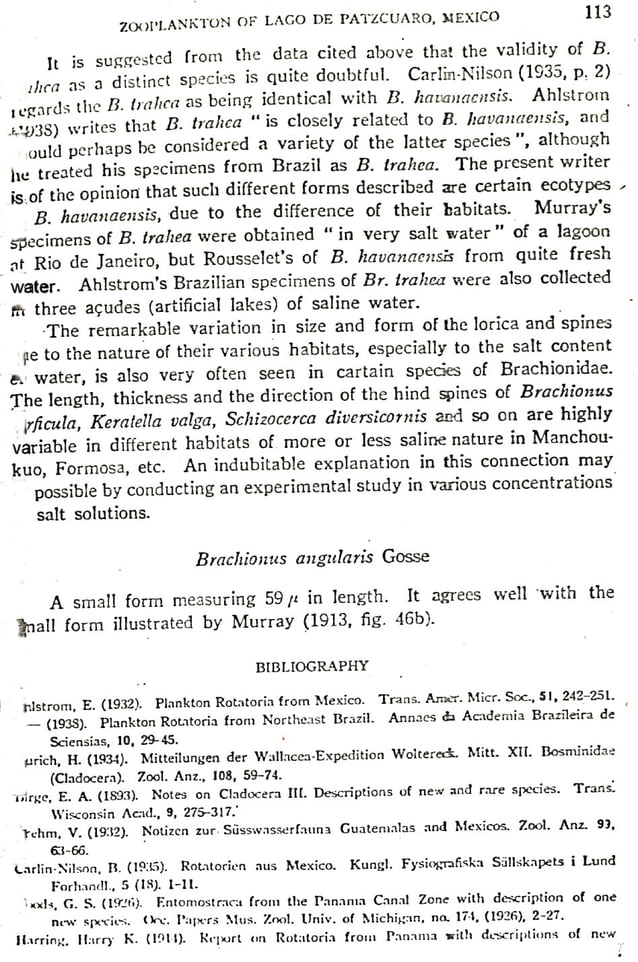 Ueno zooplankton of lago de patzcuaro mexico | PDF