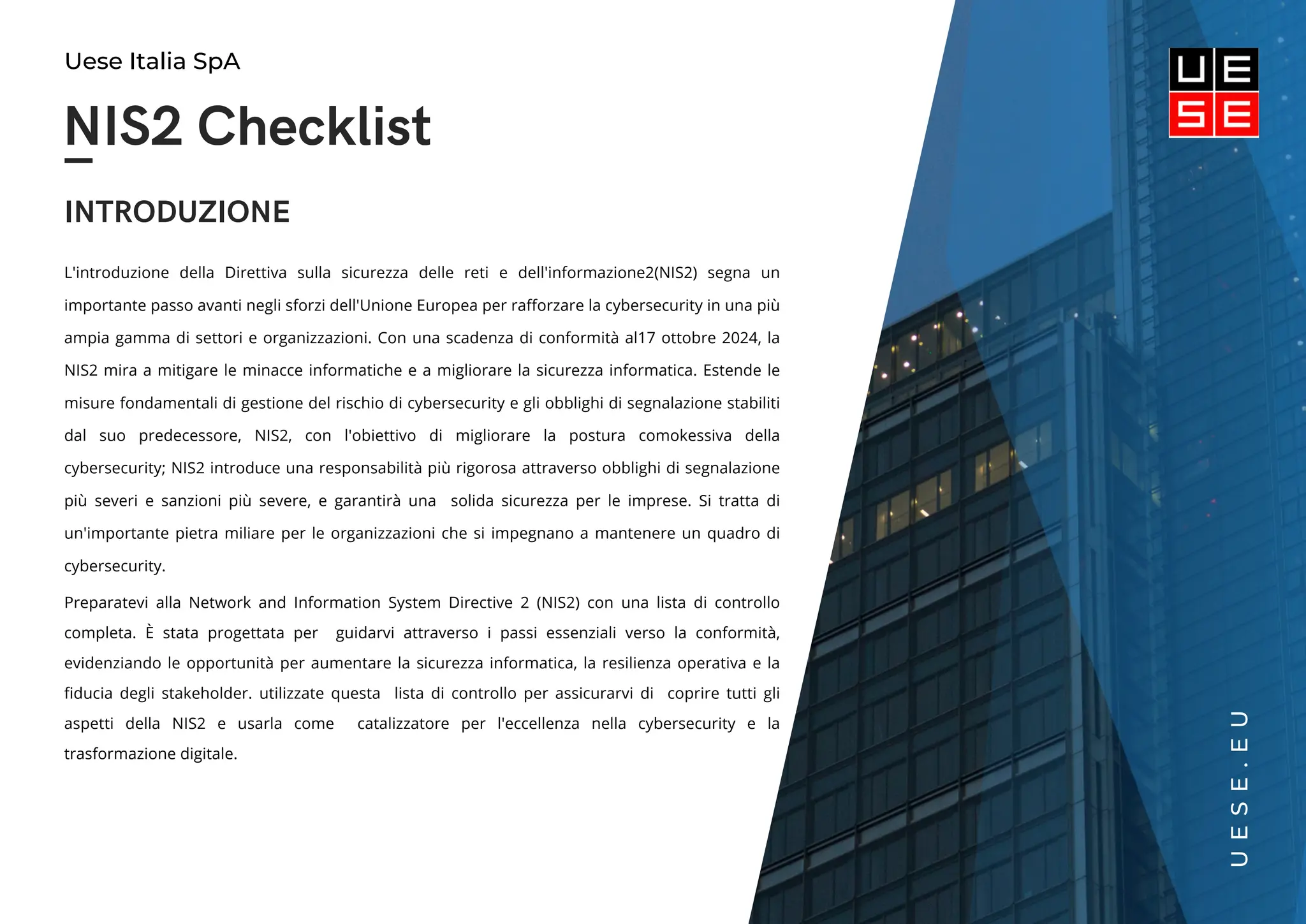 UESE ITALIA Direttiva NIS2 Checklist e obblighi | PDF