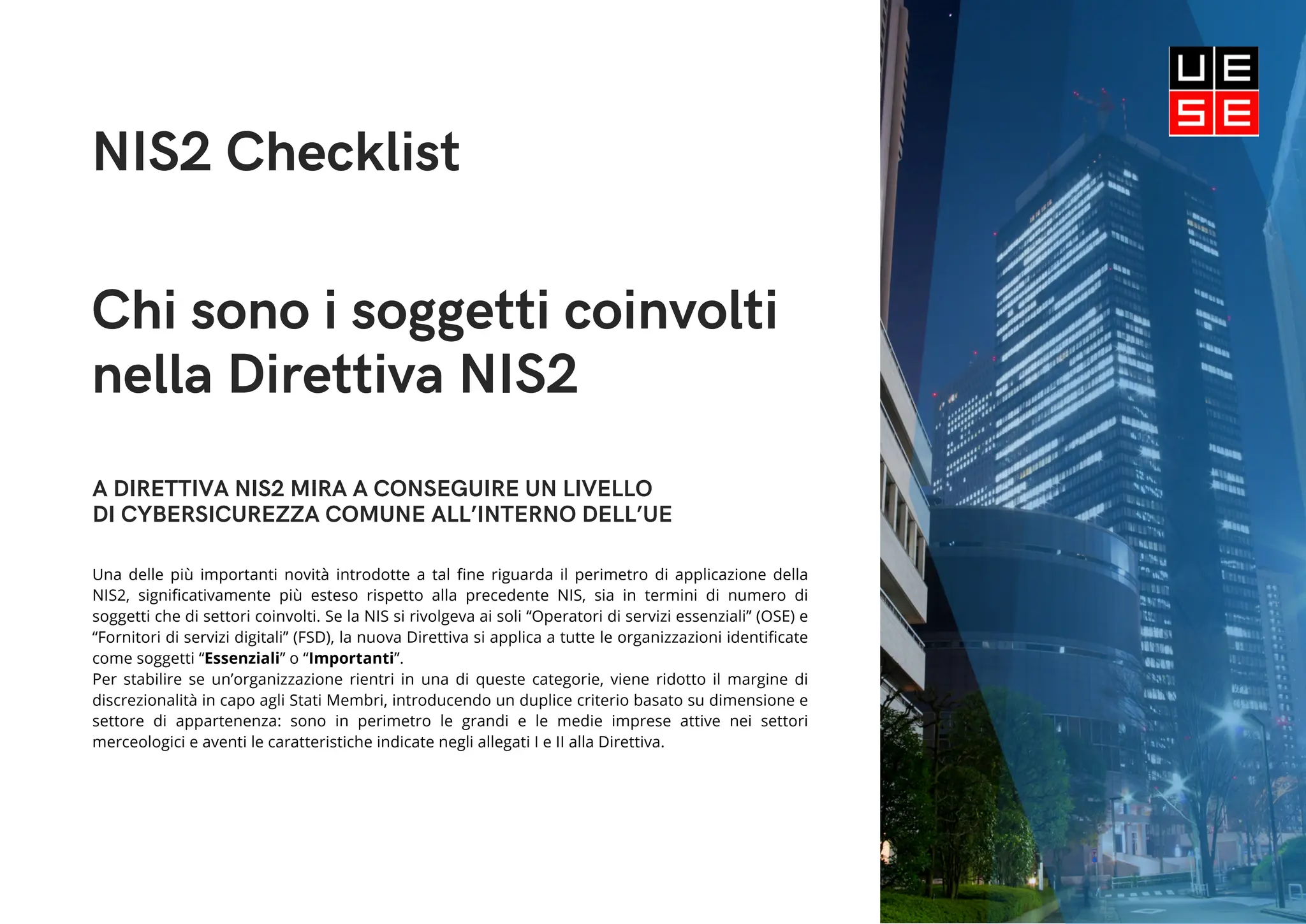 UESE ITALIA Direttiva NIS2 Checklist e obblighi | PDF