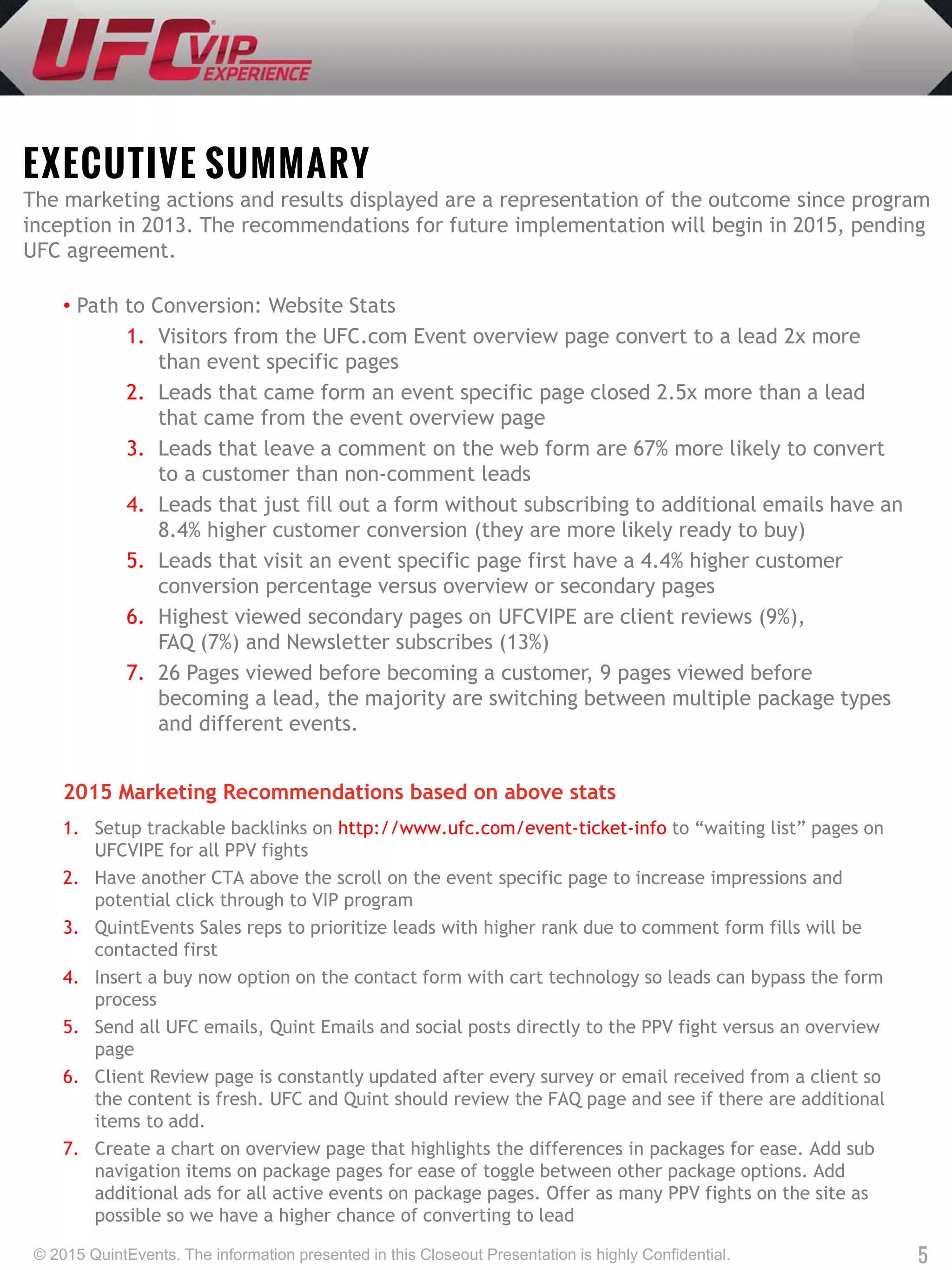 UFC Executive Summary Closeout Report | PDF