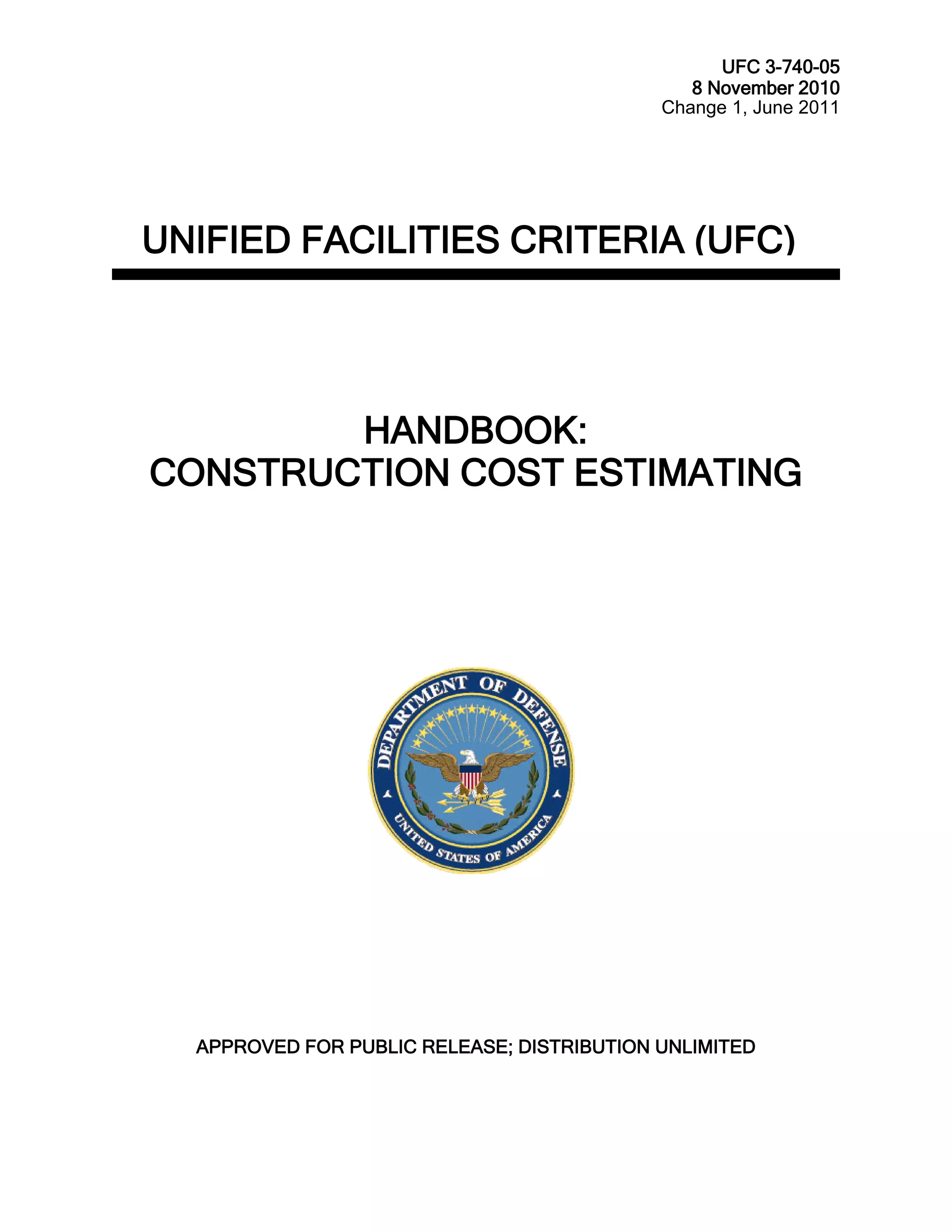 Ufc 3 740-05 handbook construction cost estimating, with change 1 | PDF