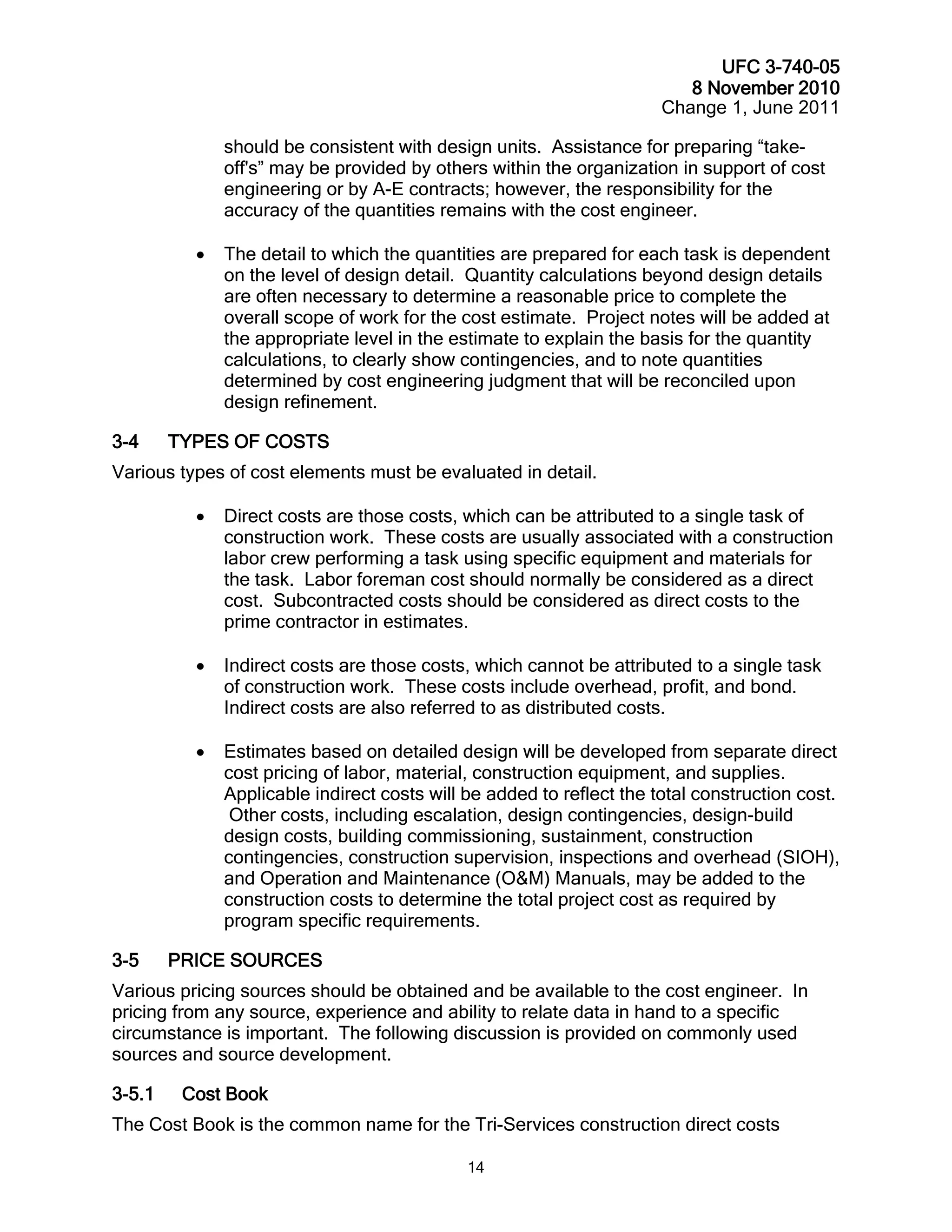 Ufc 3 740-05 handbook construction cost estimating, with change 1 | PDF