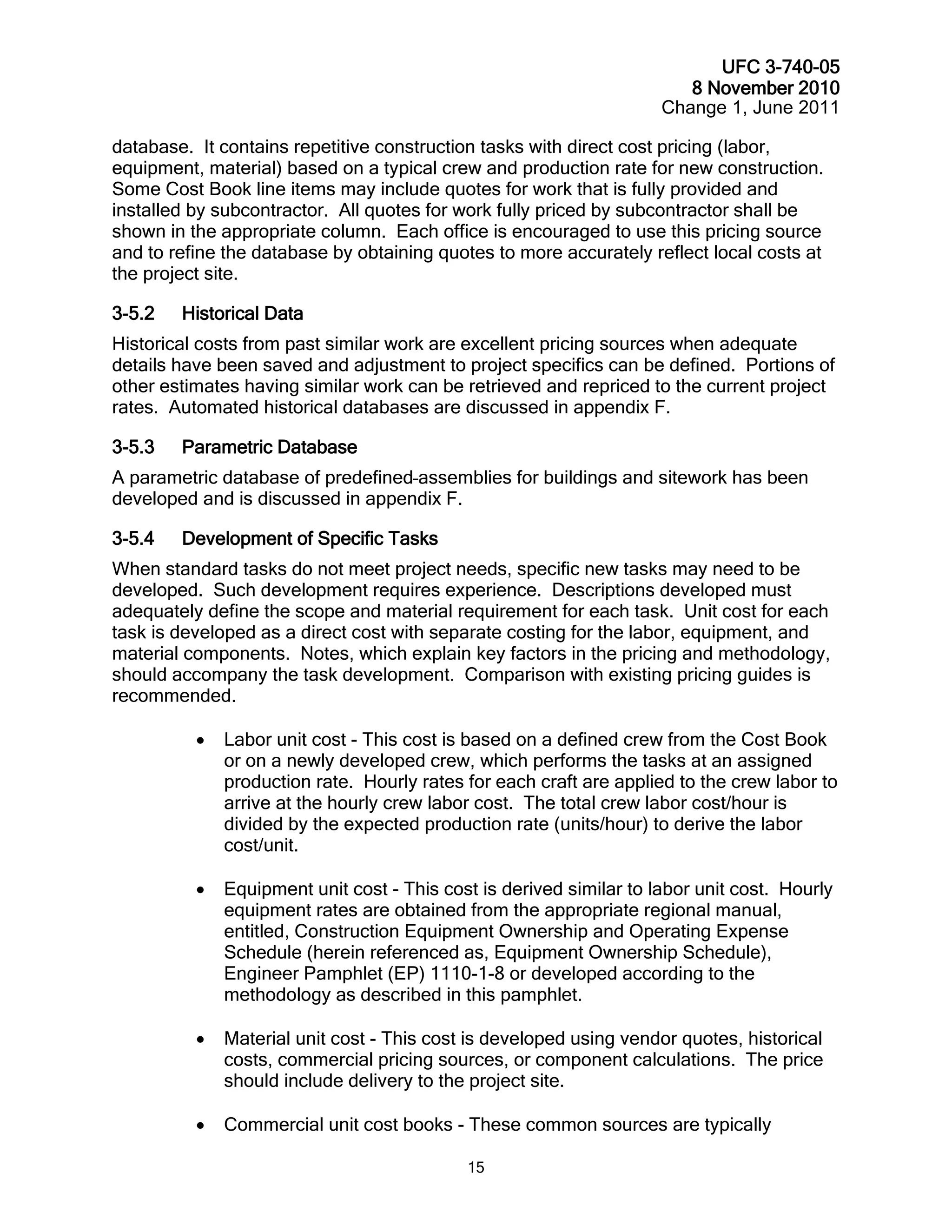 Ufc 3 740-05 handbook construction cost estimating, with change 1 | PDF