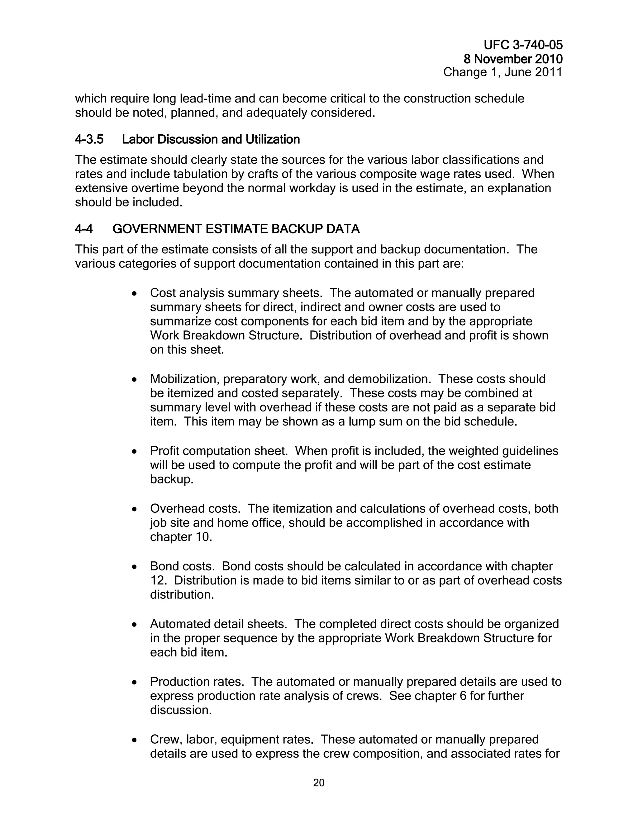 Ufc 3 740-05 handbook construction cost estimating, with change 1 | PDF